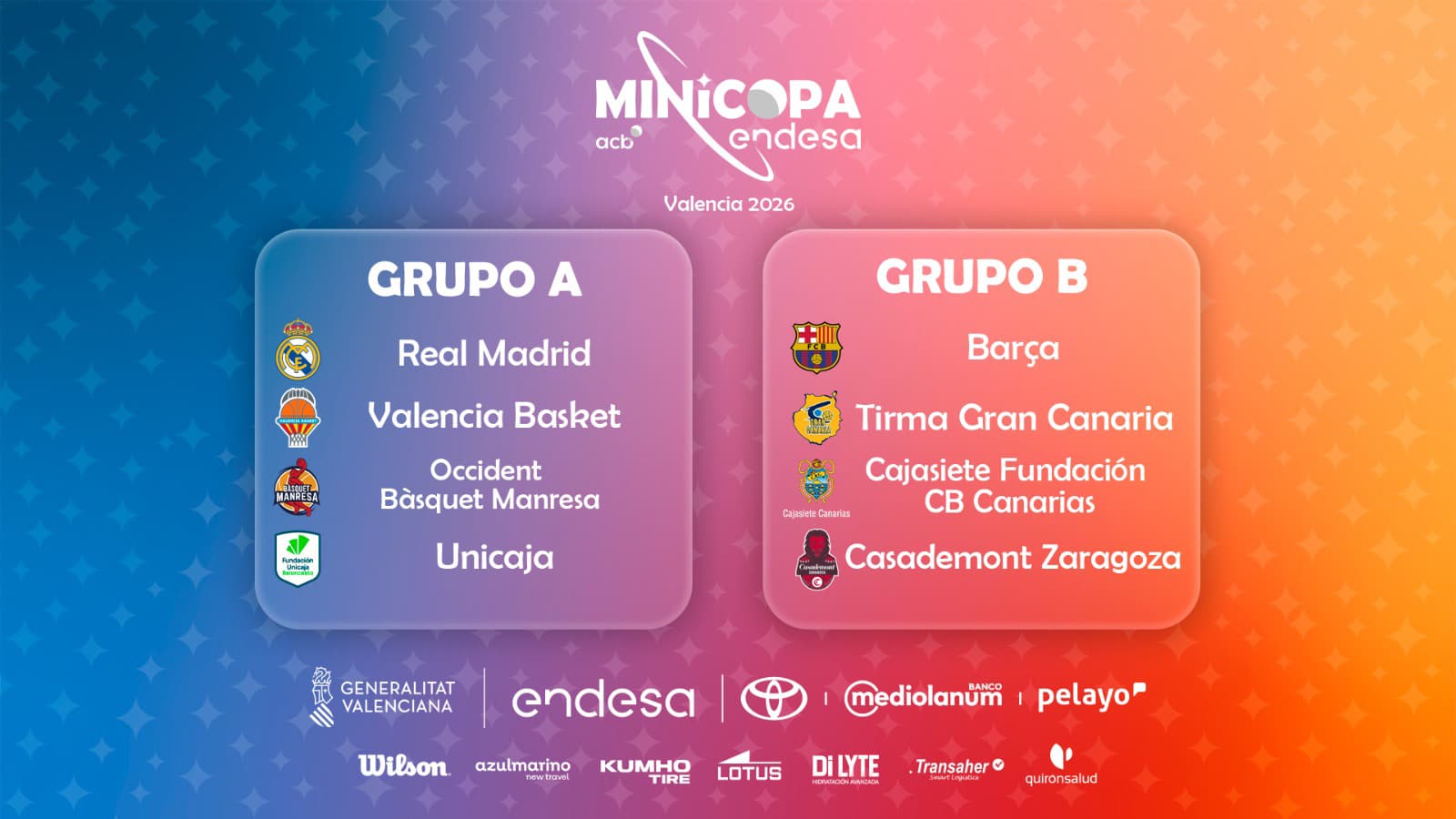 Así quedan los grupos de la Minicopa Endesa Valencia 2026 | acb.com